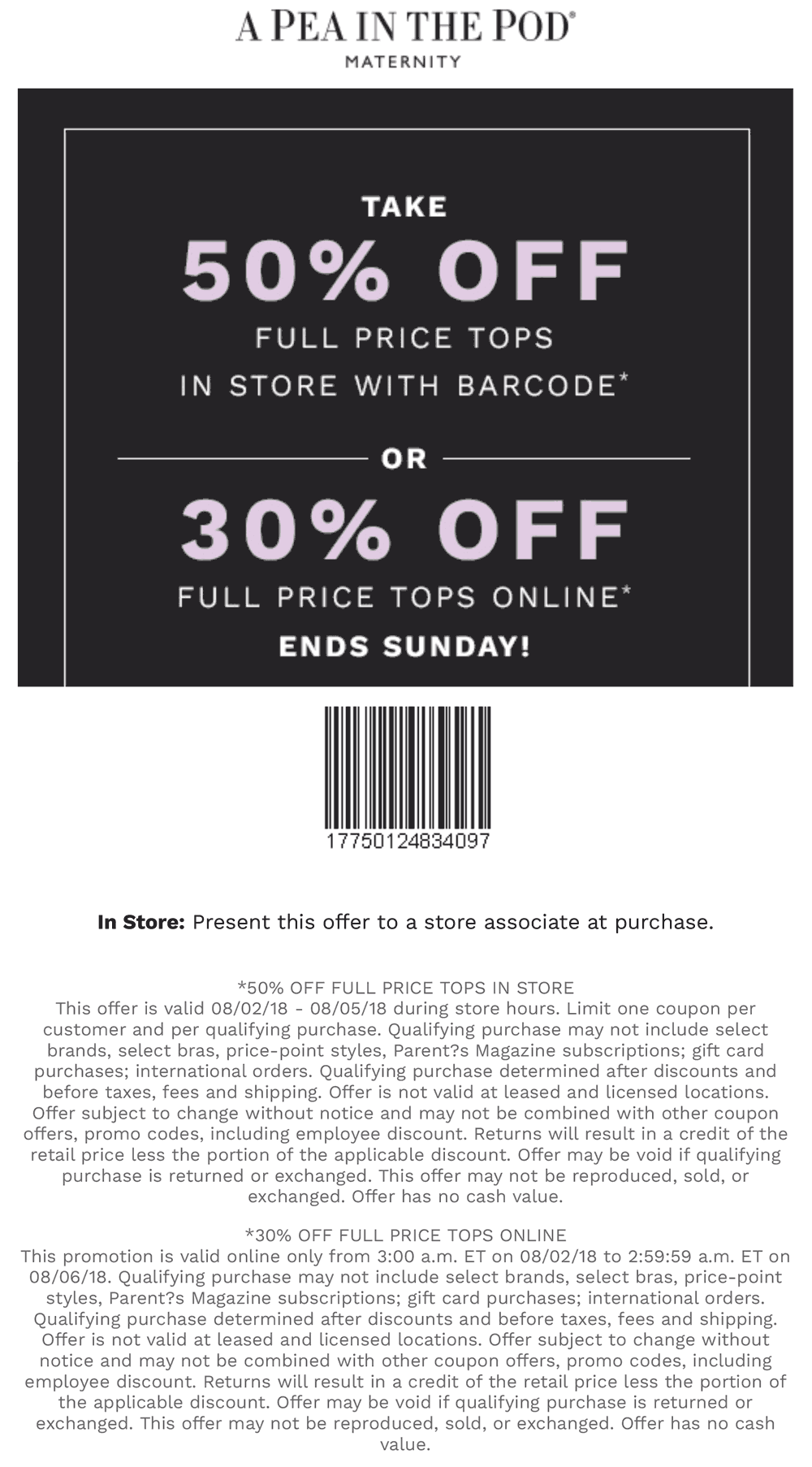 50% off tops today at A Pea in the Pod maternity, or 30% online | A Pea ...