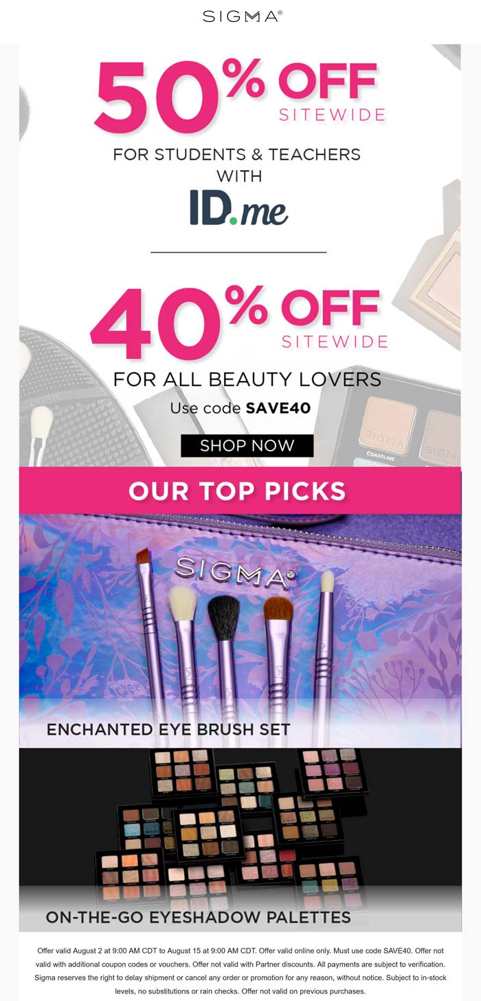 40-50% off at Sigma via promo code SAVE40 | Sigma December 2025 Coupons ...