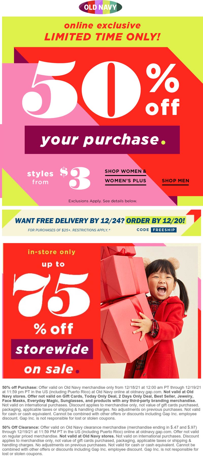 50% off online at Old Navy #oldnavy | The Coupons App®
