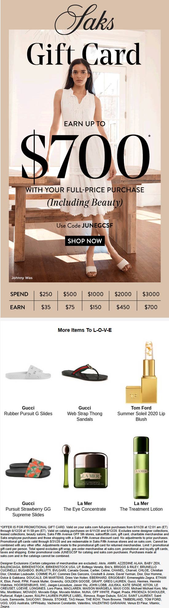  35 700 Card On 250 Spent Today At Saks Fifth Avenue Via Promo Code