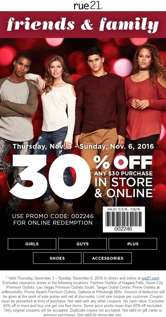 30% off $30 at rue21, or online via promo code 002246 | Rue21 October ...