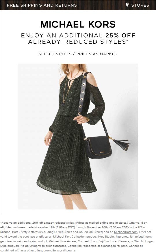 Extra 25% off clearance at Michael Kors, ditto online | Michael Kors ...