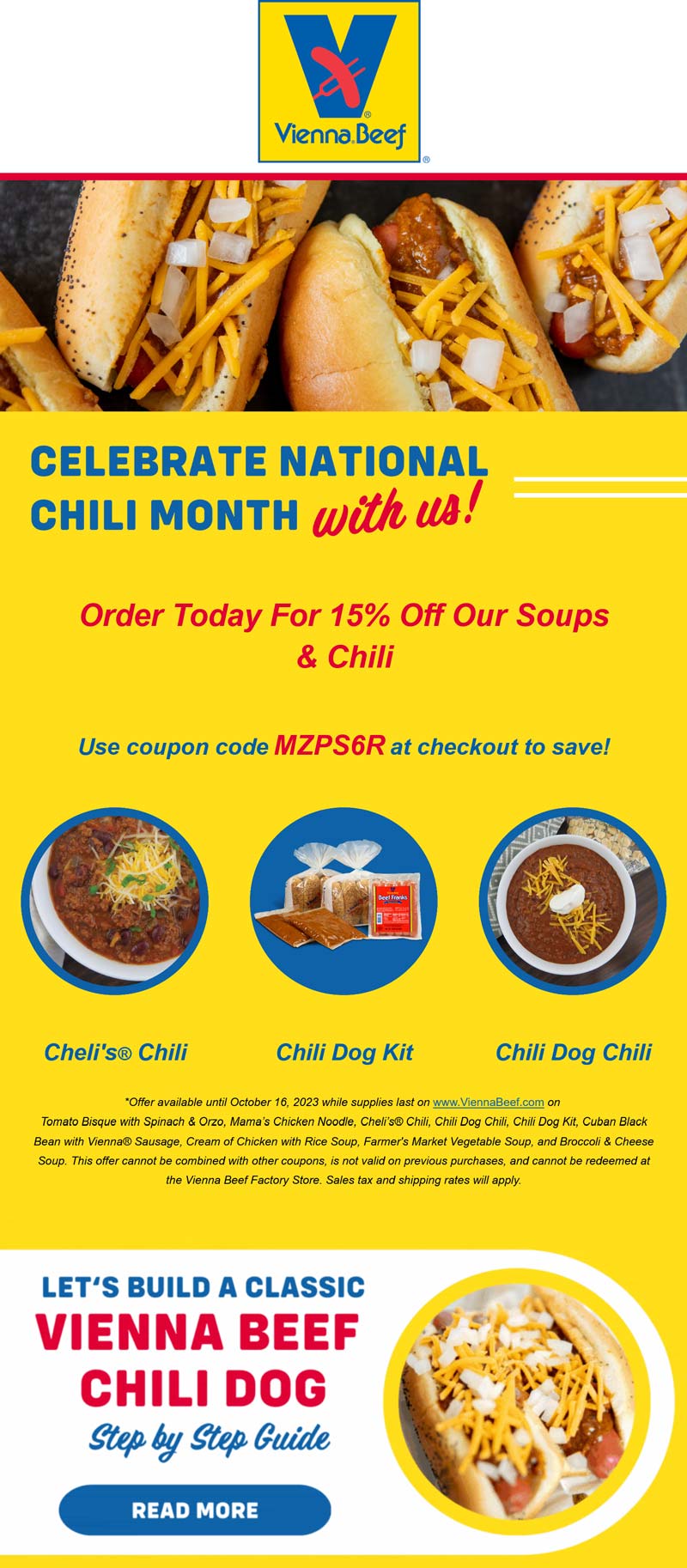 15% off chili & soups at Vienna Beef via promo code MZPS6R | Vienna ...