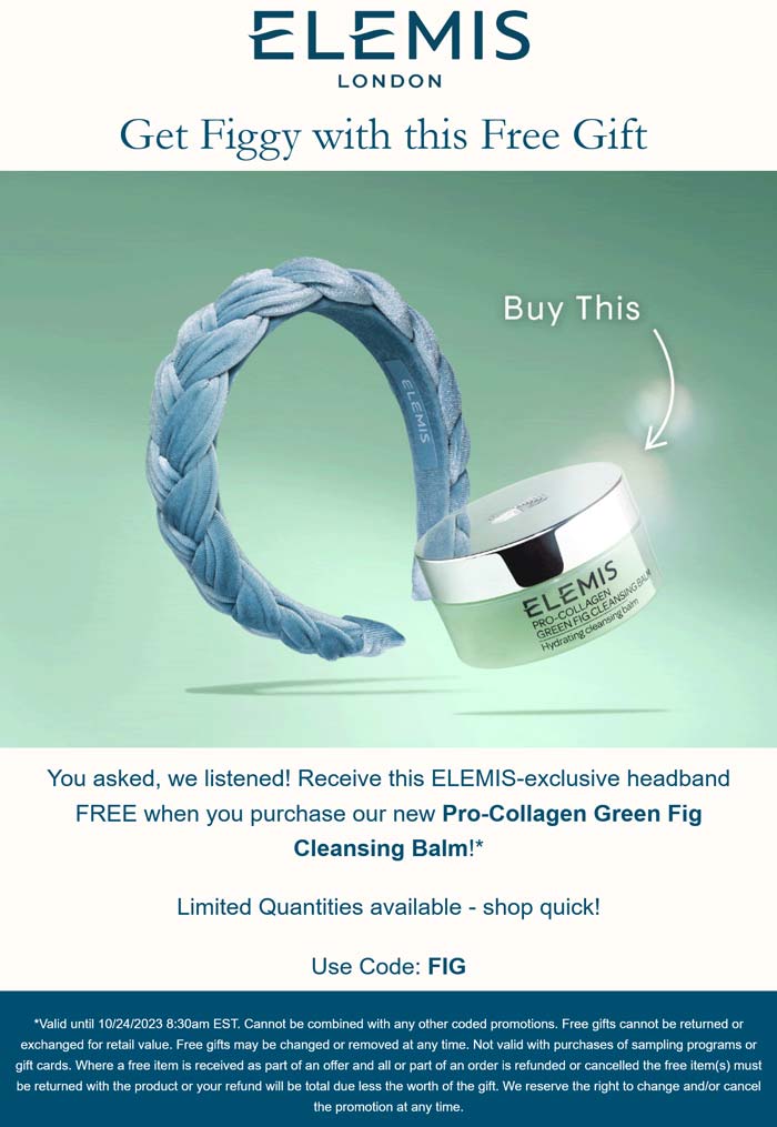 Free headband with your balm at Elemis via promo code FIG | Elemis ...