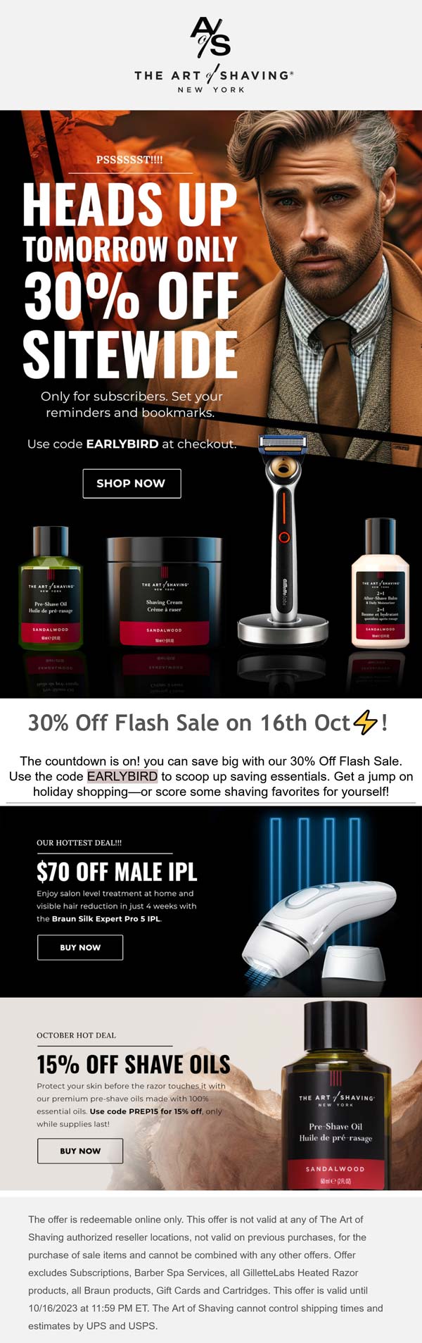 30% off everything online Monday at The Art of Shaving via promo code ...