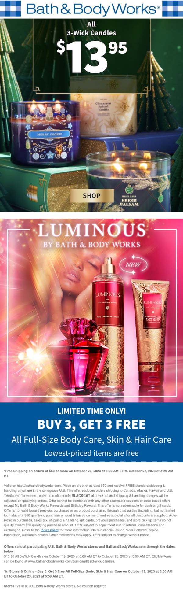6-for-3 on all body care at Bath & Body Works, ditto online | Bath ...