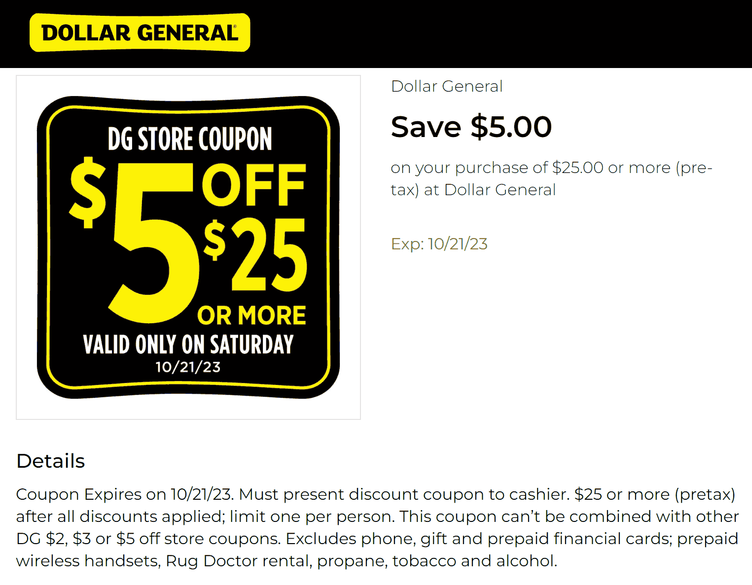 $5 off $25 Saturday at Dollar General | Dollar General September 2025 ...