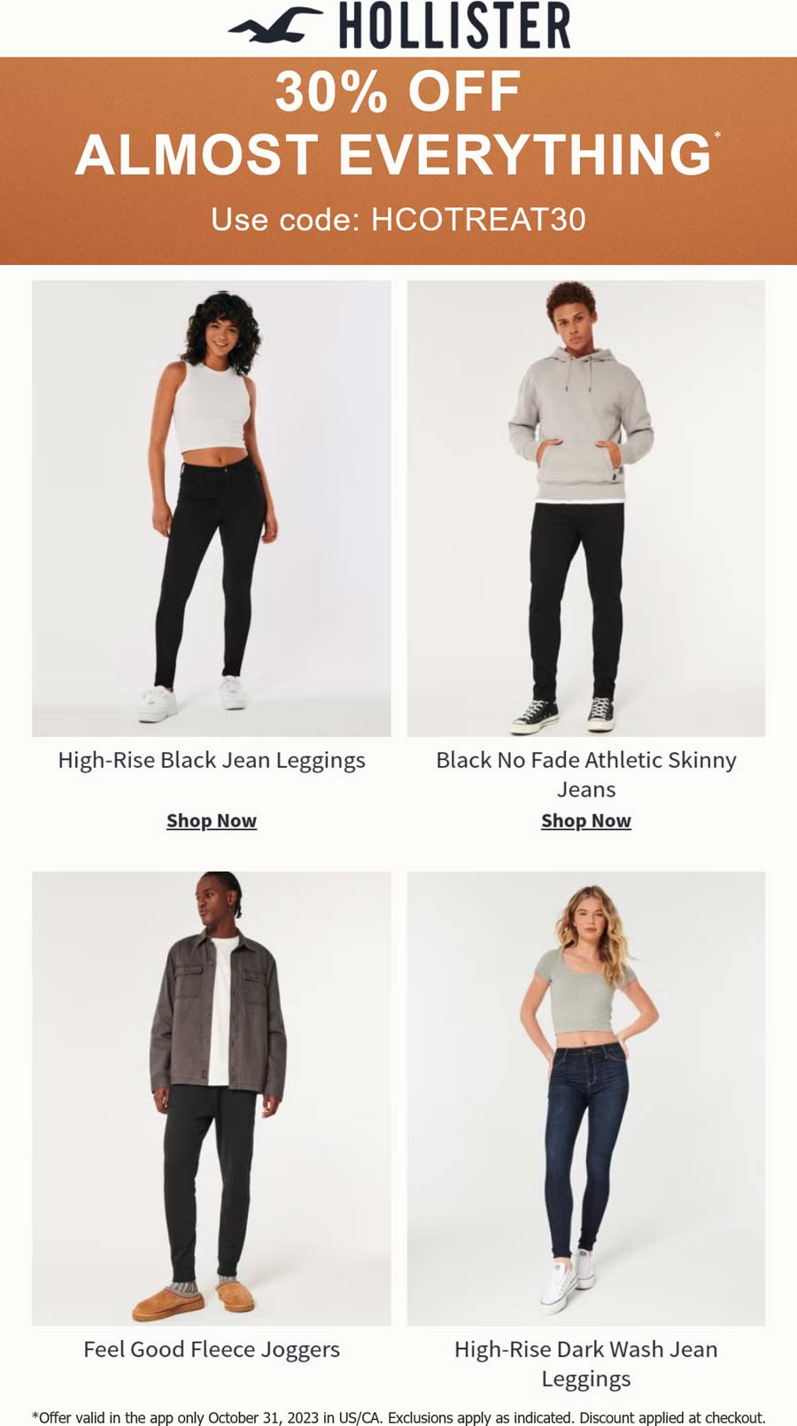 30% off everything via mobile today at Hollister | Hollister October ...
