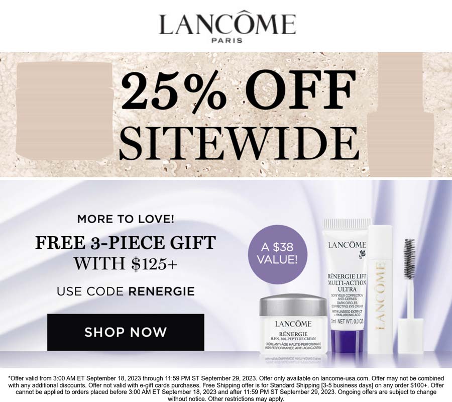 25% off everything online at Lancome | Lancome October 2025 Coupons ...